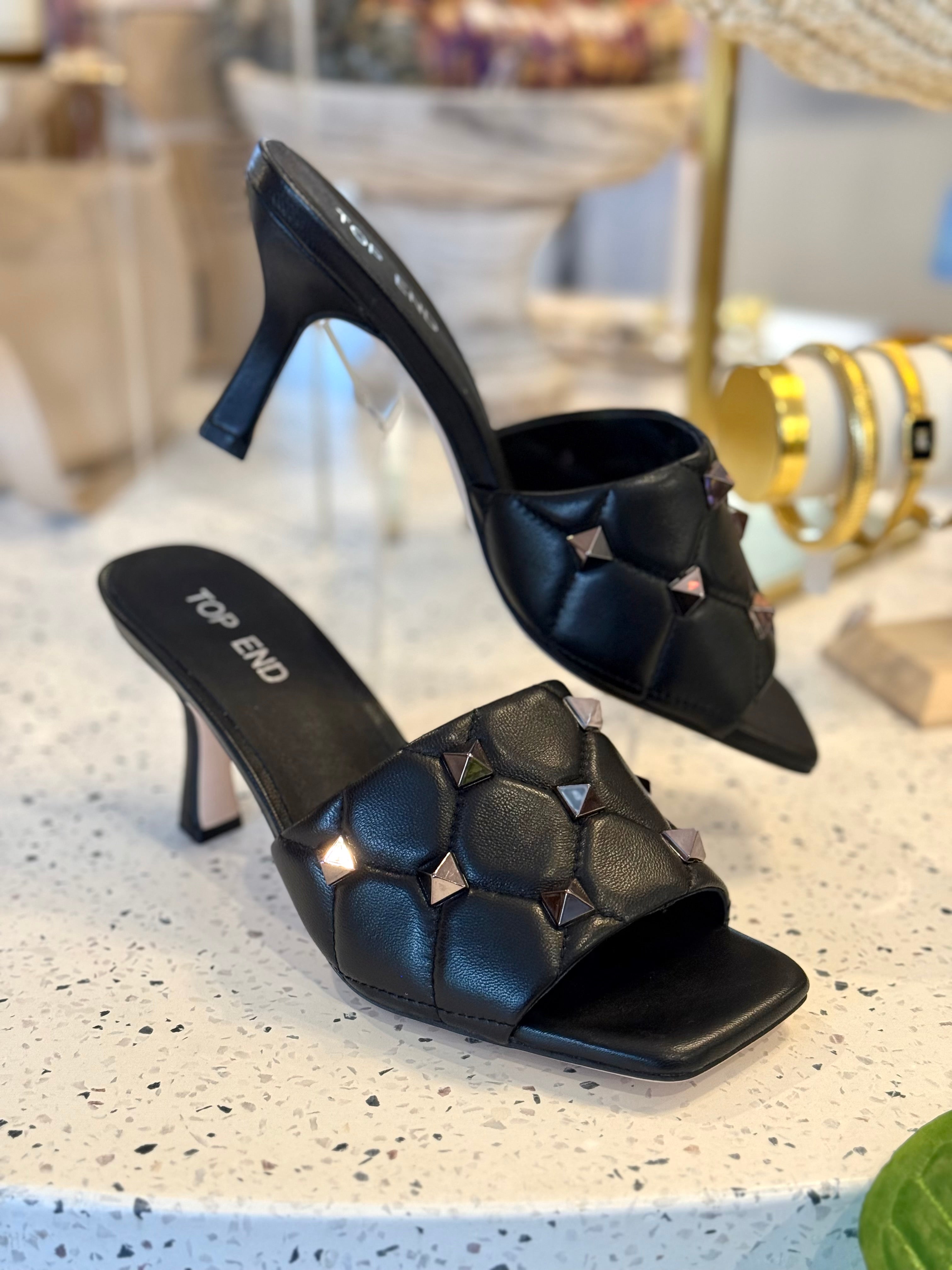 Top End Lypper Black Studded Leather Mules – Red Hill Collective